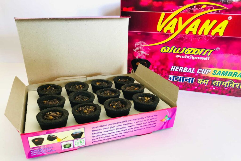 VAYANA HERBAL CUP SAMBRANI (12 CUPS) - Bhargavan Industries